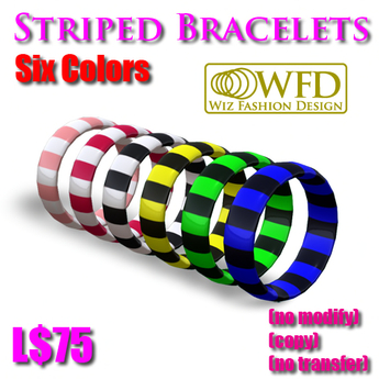 Second Life Marketplace - [WFD] Striped Bracelets, 6 colors